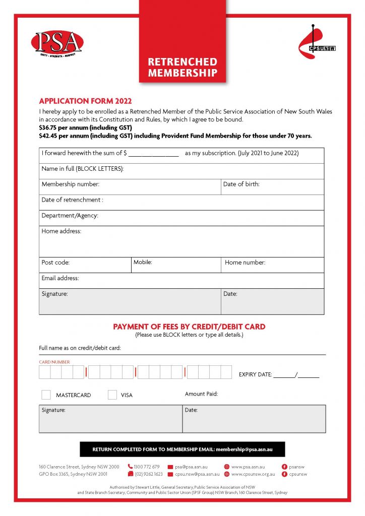Membership Forms - Public Service Association