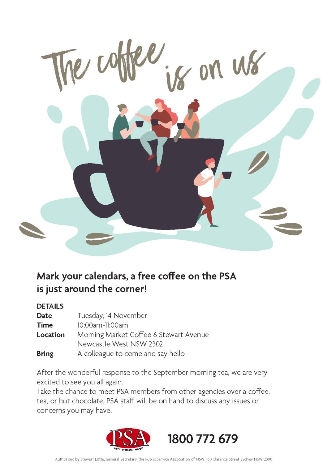 6 Stewart St - The coffee is on us! - Public Service Association